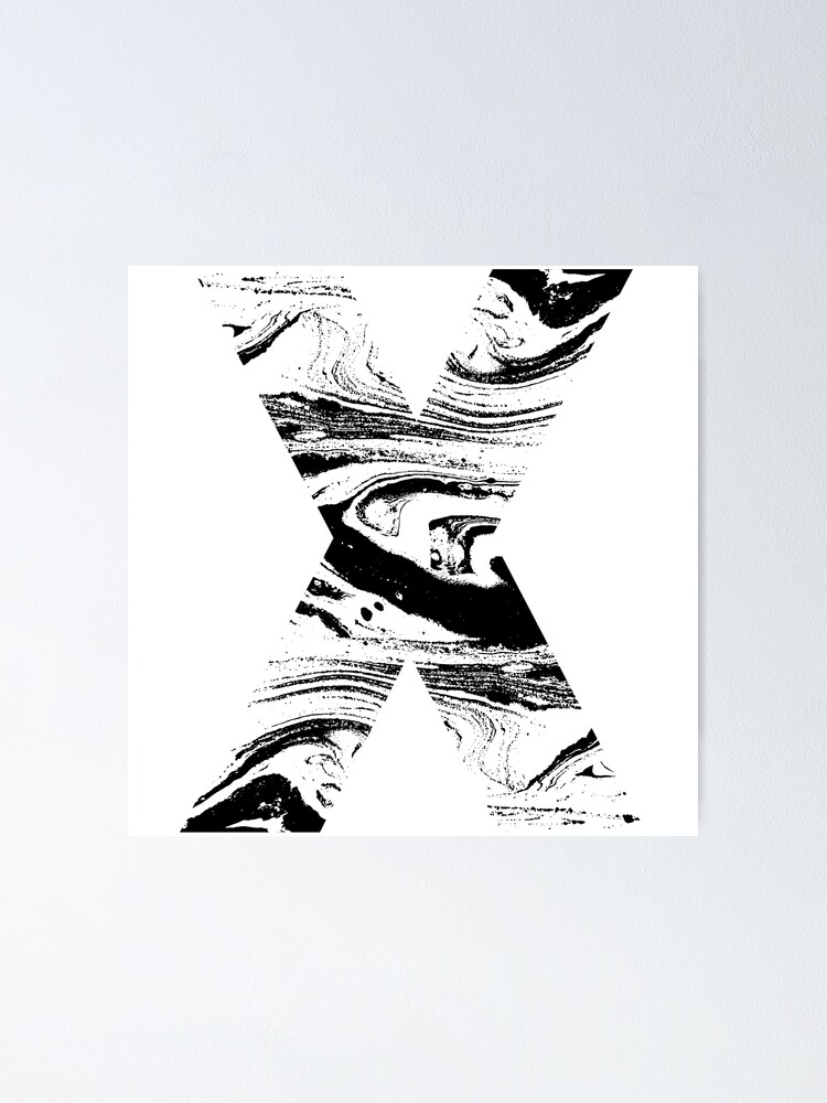"Chi, X - Black Marble English Alphabet and Greek Letter" Poster by ...