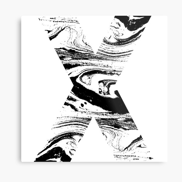 "Chi, X - Black Marble English Alphabet and Greek Letter" Metal Print ...