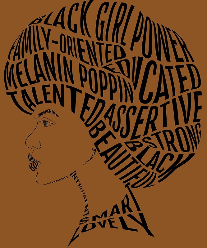 "Afro Hair Word Attributes Design For Black History Month" by ...