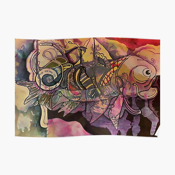 "Tye Died Bright Beautiful Fairytale Koi Fish" Poster by iamstevivaughn ...
