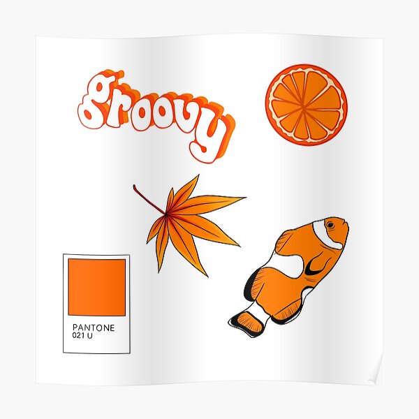 "orange aesthetic sticker sheet / small designs" Poster by Emo ...