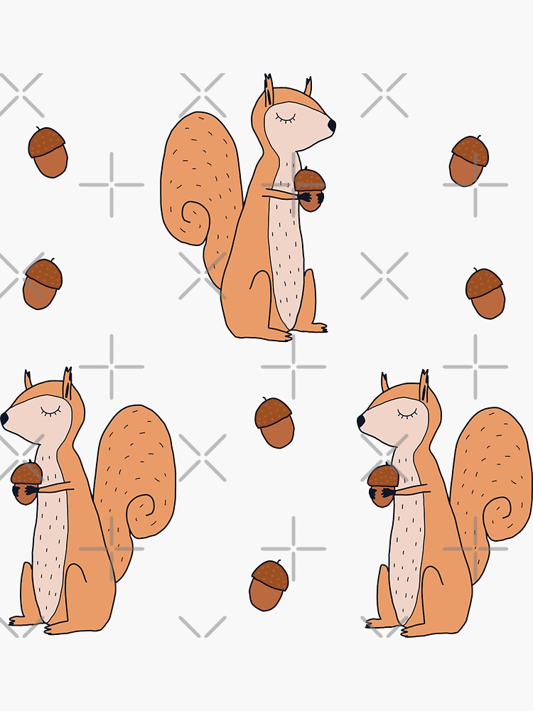 "Cute squirrel with acorn pattern and sticker pack" Sticker for Sale by ...
