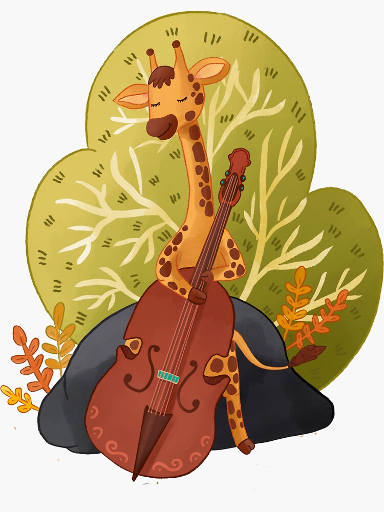 "Giraffe and the Cello" Sticker for Sale by PariKonanur | Redbubble