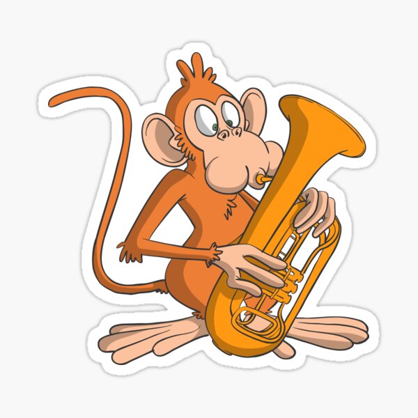 "Monkey plays tuba" Sticker for Sale by ansgarhugo | Redbubble