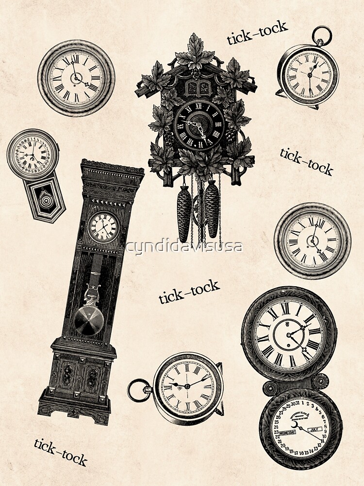 "Antique Clocks Collection on Vintage Ivory" Sticker for Sale by ...
