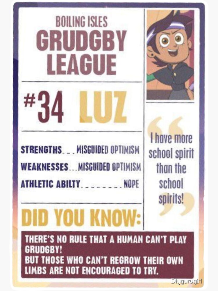 " luz boiling isles hexside grudgby league card" Sticker for Sale by ...