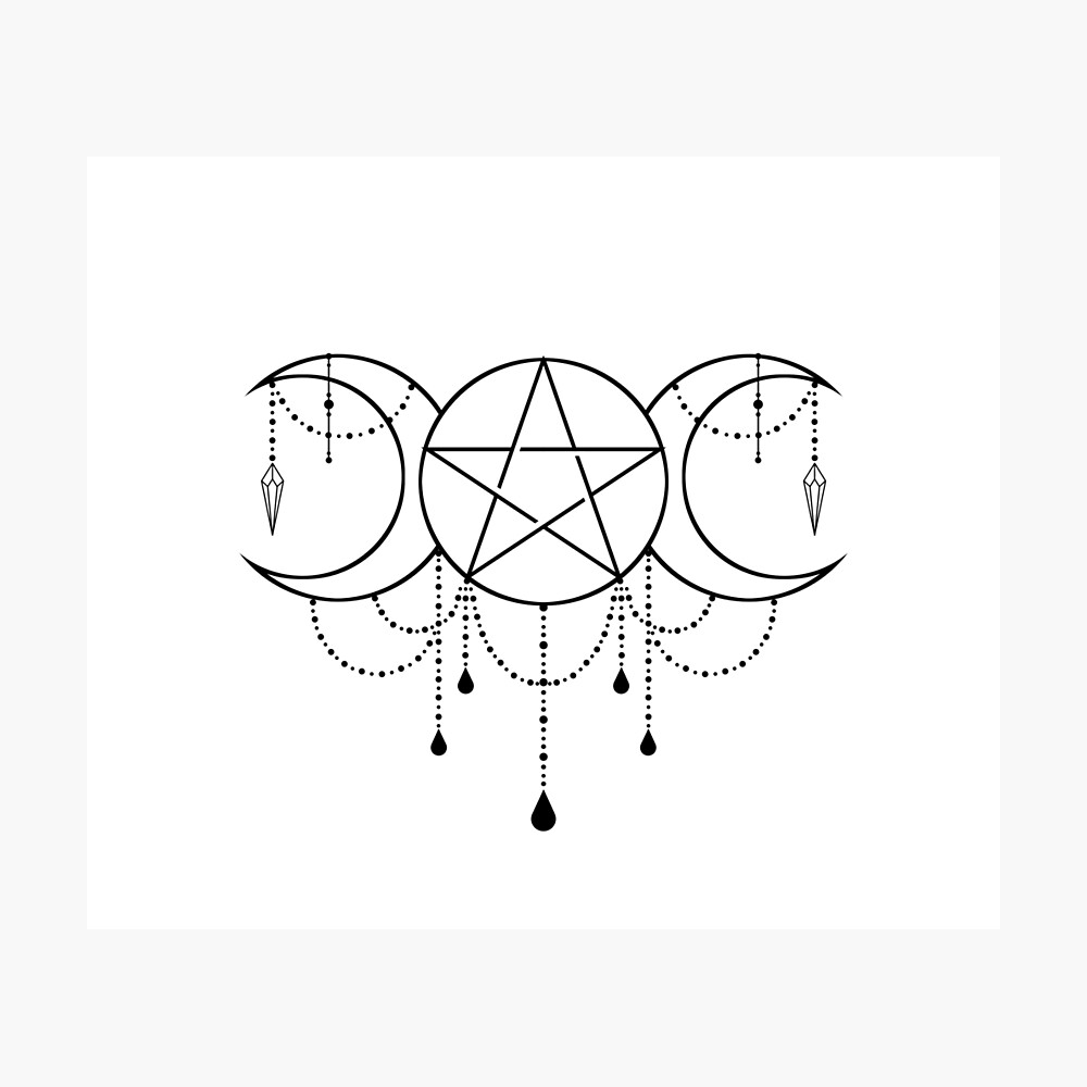Digital Prints Prints Triple moon pentacle art printable poster pastel ...