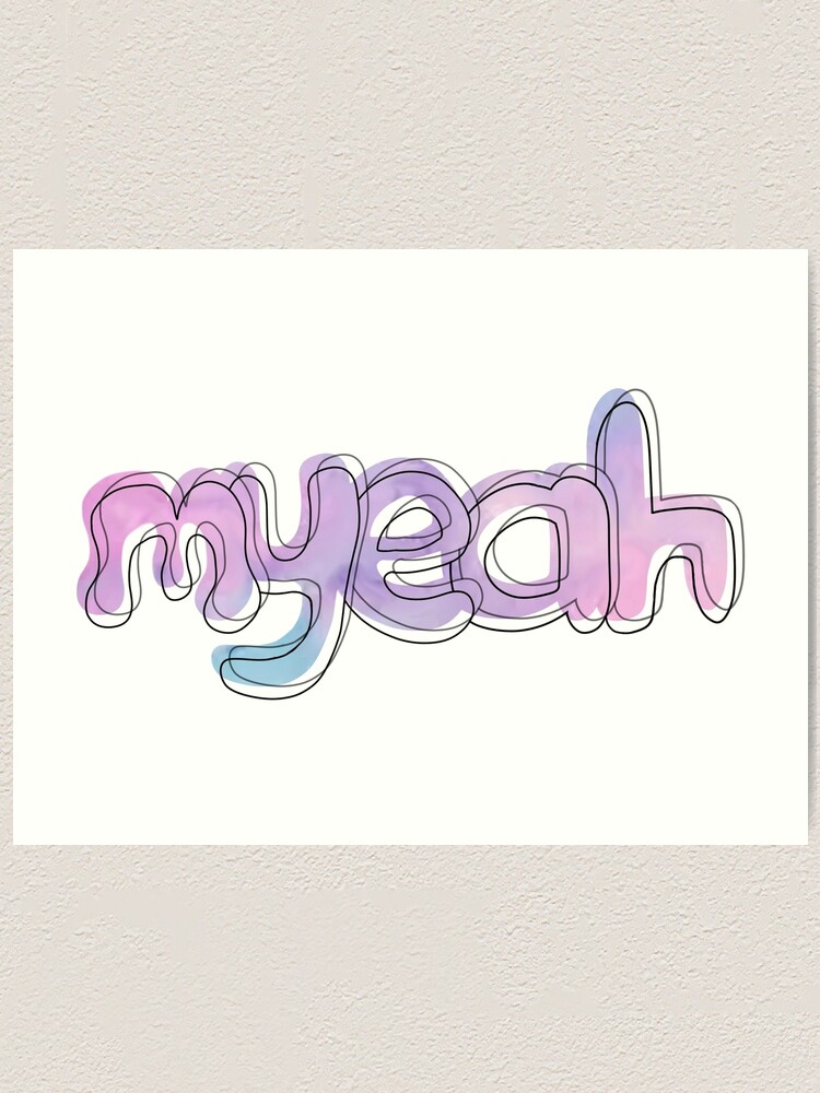 "myeah letter sticker watercolor simple blue purple pink" Art Print for ...