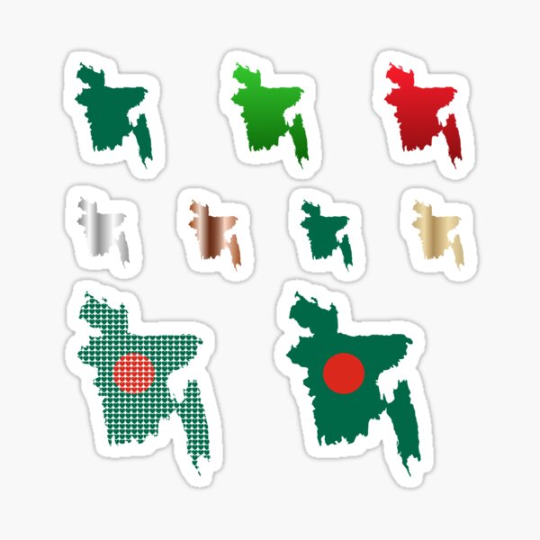 "Bangladesh Country Map Sticker Pack" Sticker for Sale by dezanli ...