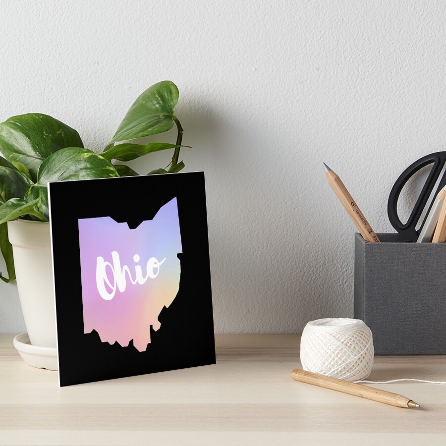 "State Of Ohio Pink Rainbow Script Aesthetic " Art Board Print by ...
