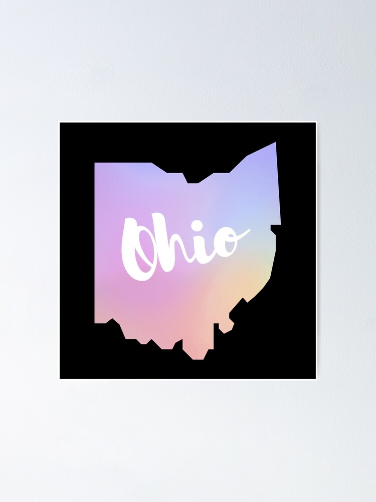 "State Of Ohio Pink Rainbow Script Aesthetic " Poster for Sale by ...