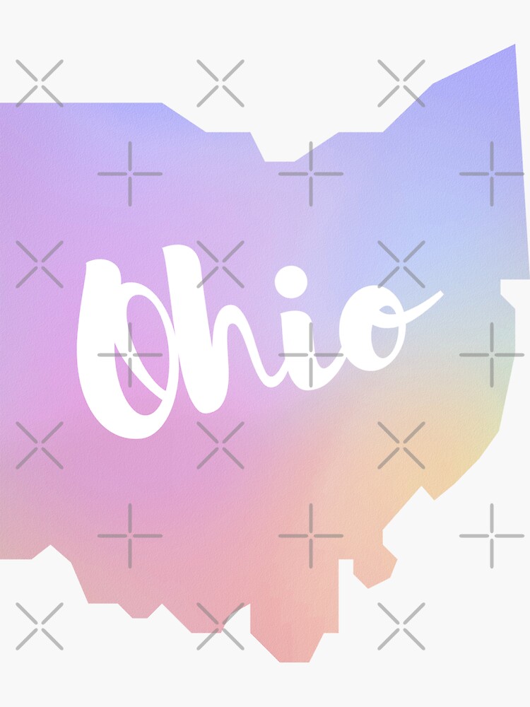 "State Of Ohio Pink Rainbow Script Aesthetic " Sticker by kambamdesigns ...
