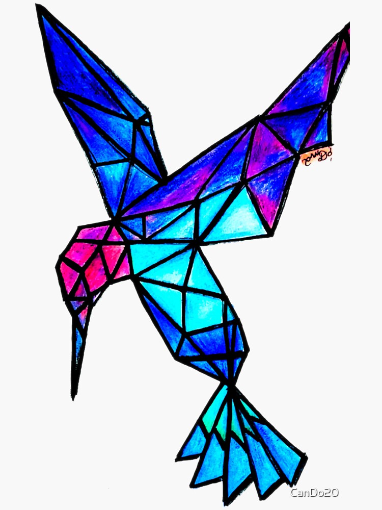 "Hummingbird geometric shape 3D print" Sticker for Sale by CanDo20 ...