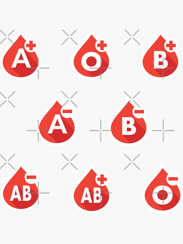 "Blood Types Drops Sticker Pack" Sticker for Sale by Zerasu | Redbubble