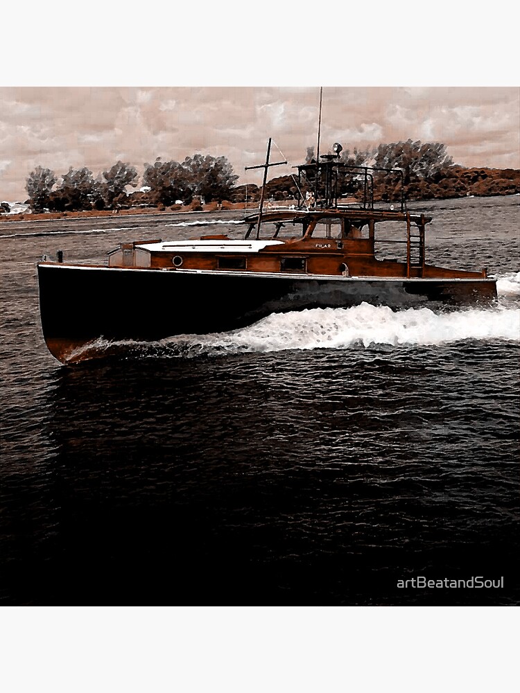 "Vintage Hemingway Pilar Boat" Framed Art Print for Sale by ...