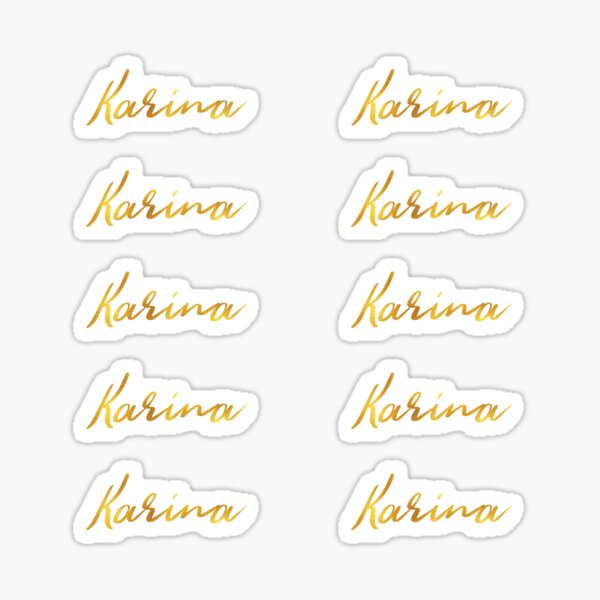 "Karina Name Hand Lettering in Faux Gold Letters, Pack of 10" Sticker ...