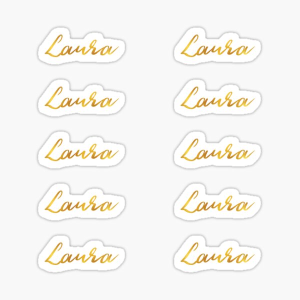 "Laura Name Hand Lettering in Faux Gold Letters, Pack of 10" Sticker ...