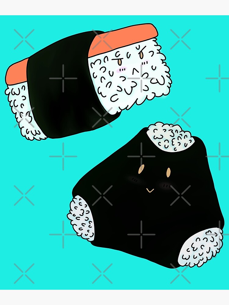 "Hawaiian Spam Musubi vs Japense Triangle Musubi Rice Ball" Art Print ...