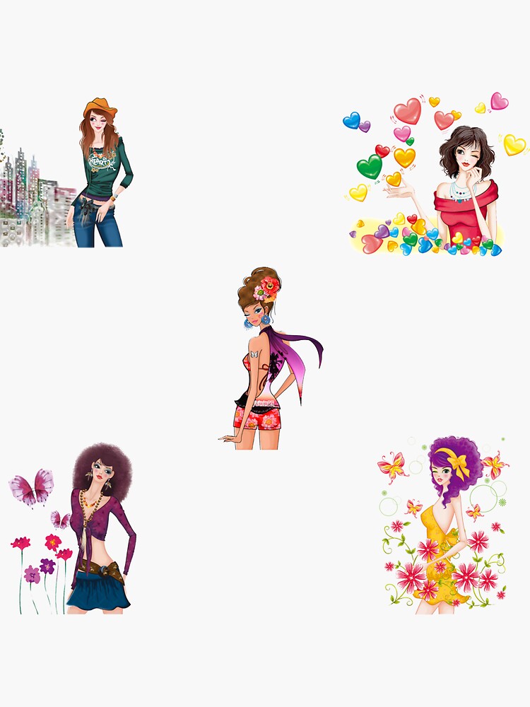 "Pretty Girs Stickers, Cute Girls Sticker" Sticker by alikane1 | Redbubble