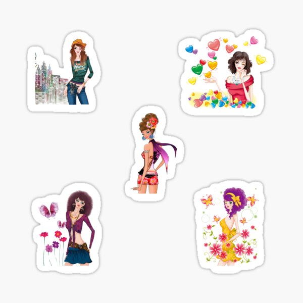 "Pretty Girs Stickers, Cute Girls Sticker" Sticker by alikane1 | Redbubble