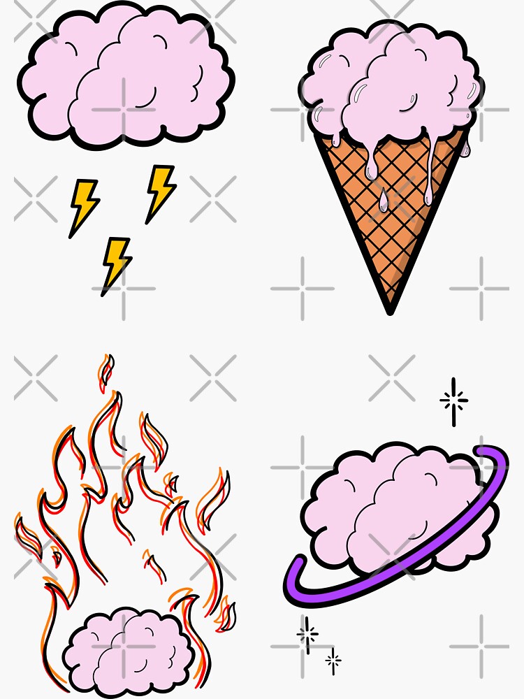 "Brain stickers pack" Sticker for Sale by silviasusinart | Redbubble