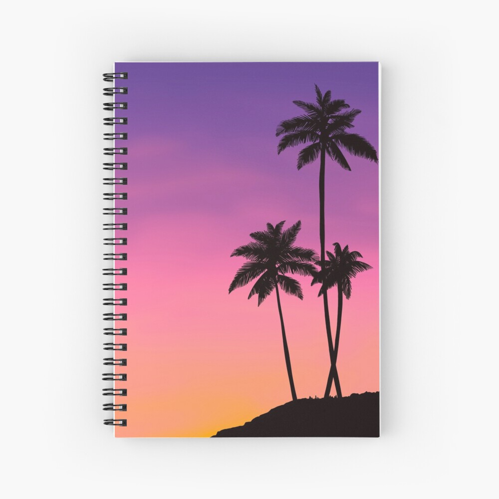 "Purple Pink Sunset Palm Trees " Spiral Notebook for Sale by trajeado14 ...