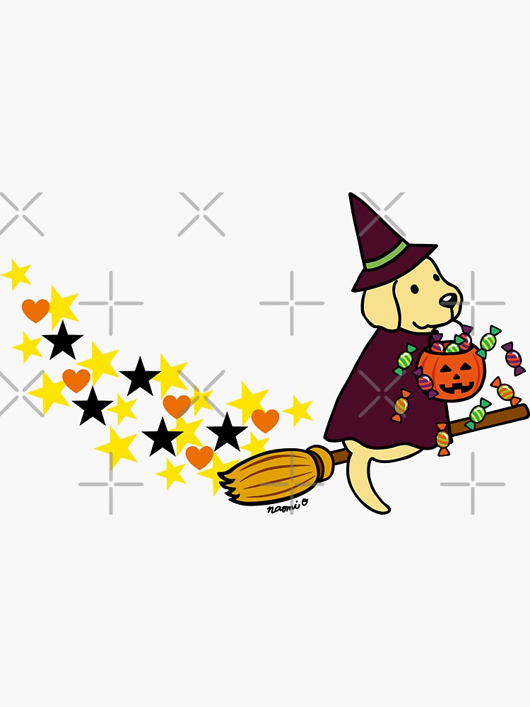 "Halloween Yellow Labrador and Broom" Sticker for Sale by ...