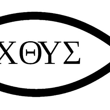 "Black ixoye christian fish" Sticker by Enriquegl | Redbubble