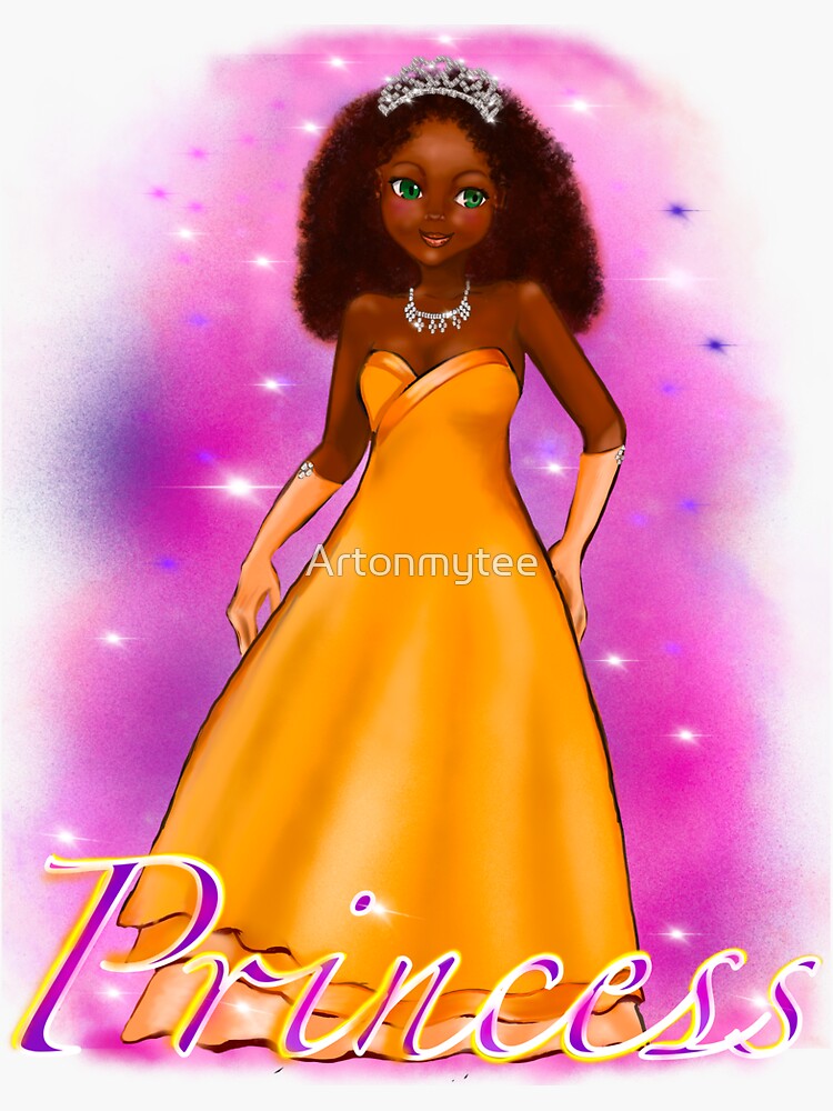 "Black anime princess ! black girl with Afro hair, green eyes, dark ...