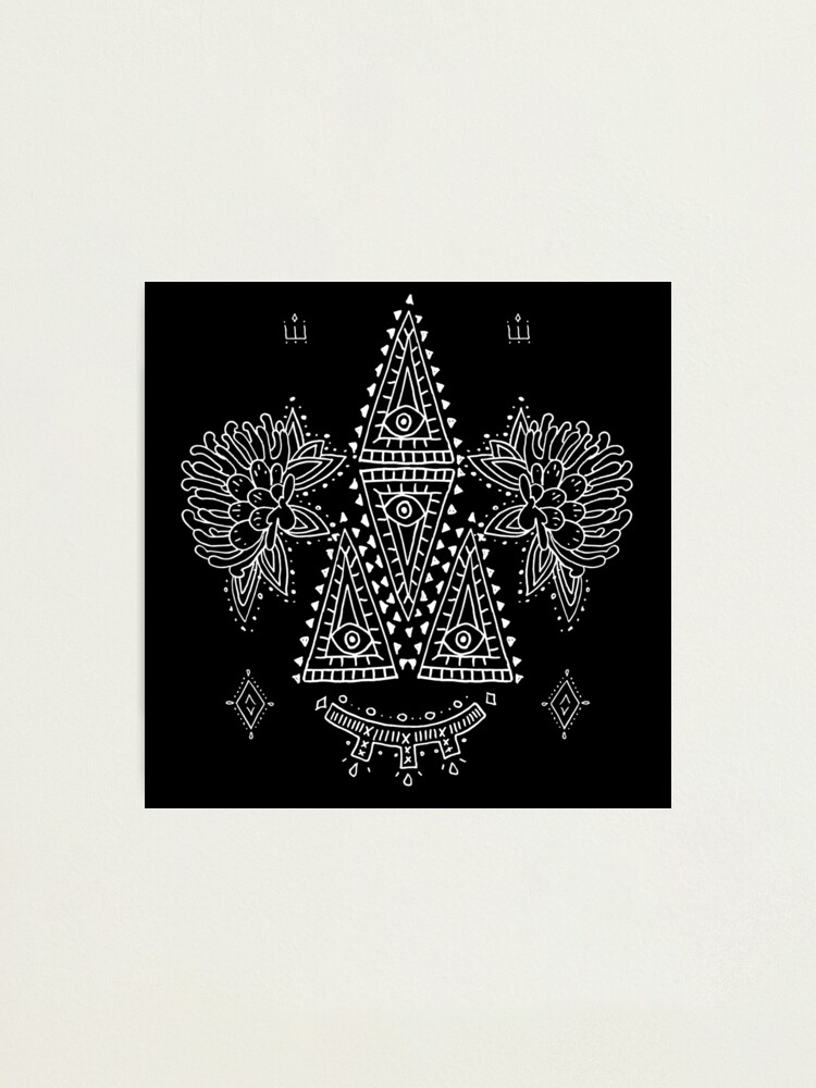 Lámina fotográfica «Blanco y negro arte línea símbolo mágico tatoo ...