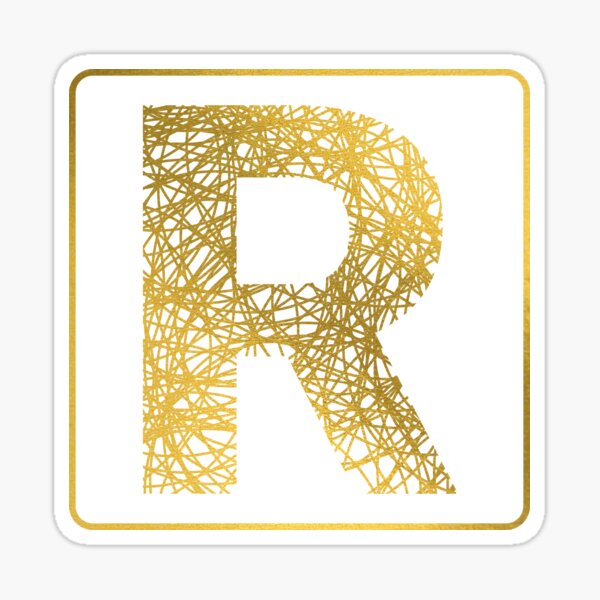 "R capital letter (Golden)" Sticker by Raziya | Redbubble