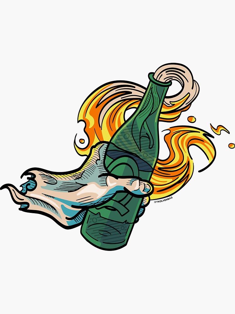 "Molotov Cocktail" Sticker for Sale by BarbaricBrush | Redbubble
