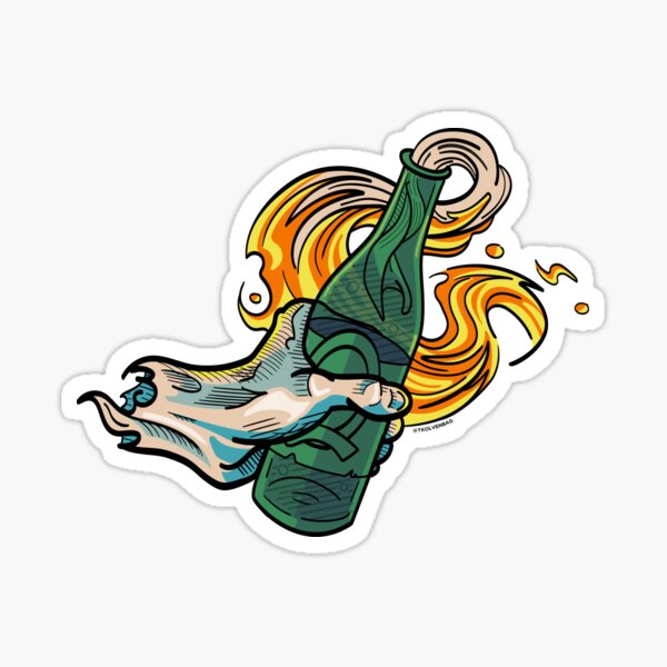 "Molotov Cocktail" Sticker for Sale by BarbaricBrush | Redbubble