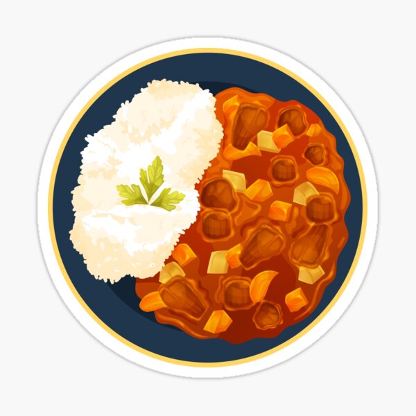 "Japanese Curry Rice" Sticker for Sale by NiftyTrinket | Redbubble