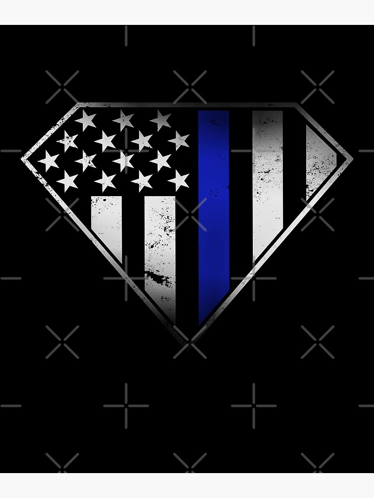 "Thin Blue Line Police - Super Police Patriot Shield - Patriotic ...