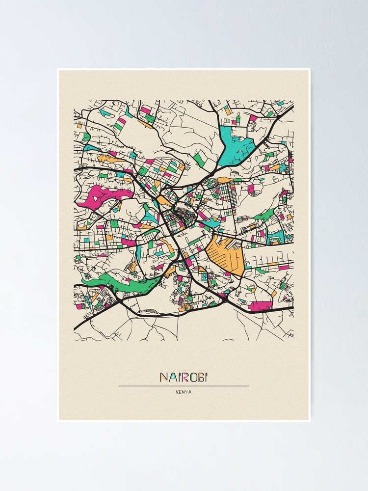 "Nairobi, Kenya Street Map" Poster for Sale by A Deniz Akerman | Redbubble