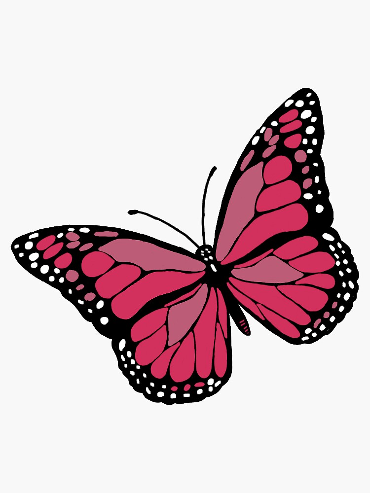 "Pink butterfly sticker" Sticker for Sale by Jemstickers | Redbubble