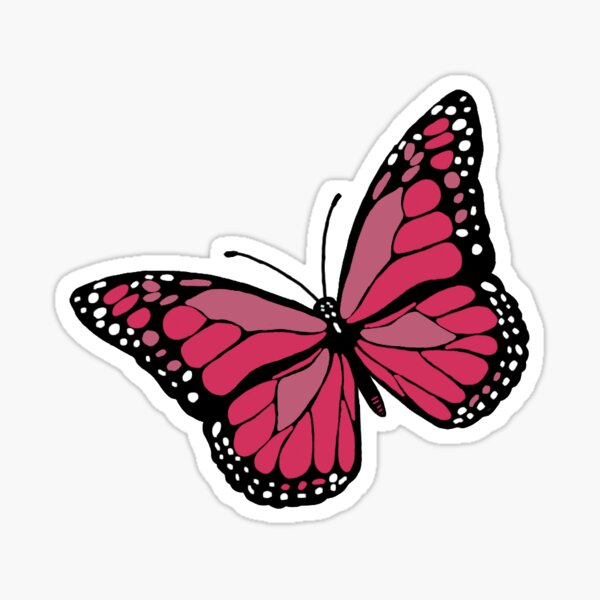 "Pink butterfly sticker" Sticker for Sale by Jemstickers | Redbubble