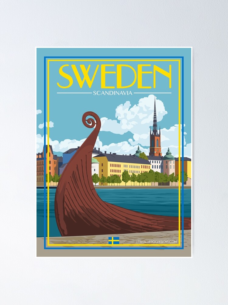 "Vintage Travel Poster Sweden" Poster by gin-nek-shop | Redbubble
