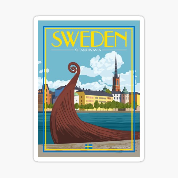 "Vintage Travel Poster Sweden" Sticker by gin-nek-shop | Redbubble