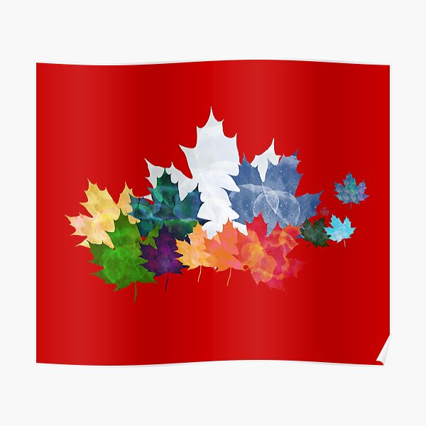 "Colourful Maple Leaf Map of Canada" Poster by katdoesartstuff | Redbubble