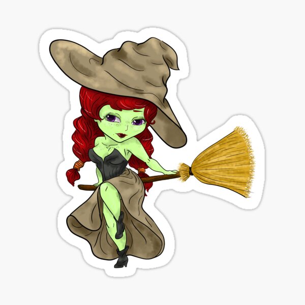 "Witch and Her Broom" Sticker for Sale by FatePro | Redbubble