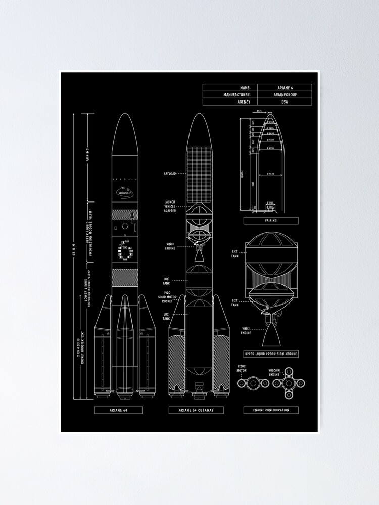 "Ariane 6 (White Stencil-No Background-English) Vertical Version ...
