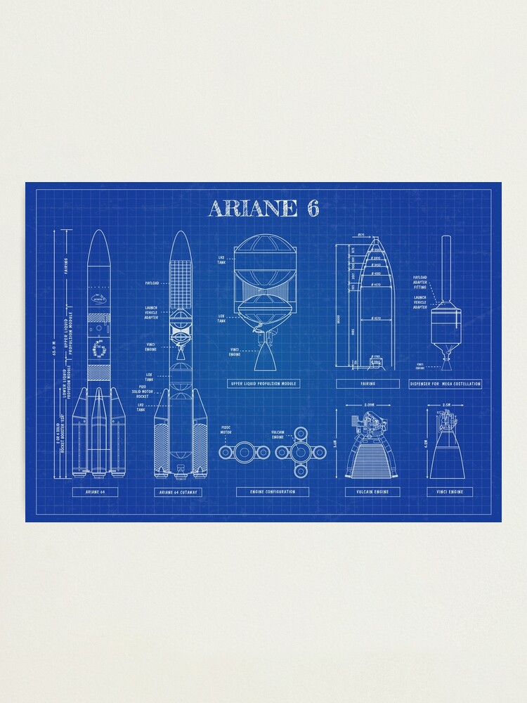 Impression photo « Ariane 6 (Blueprint) Horizontal Version », par ...