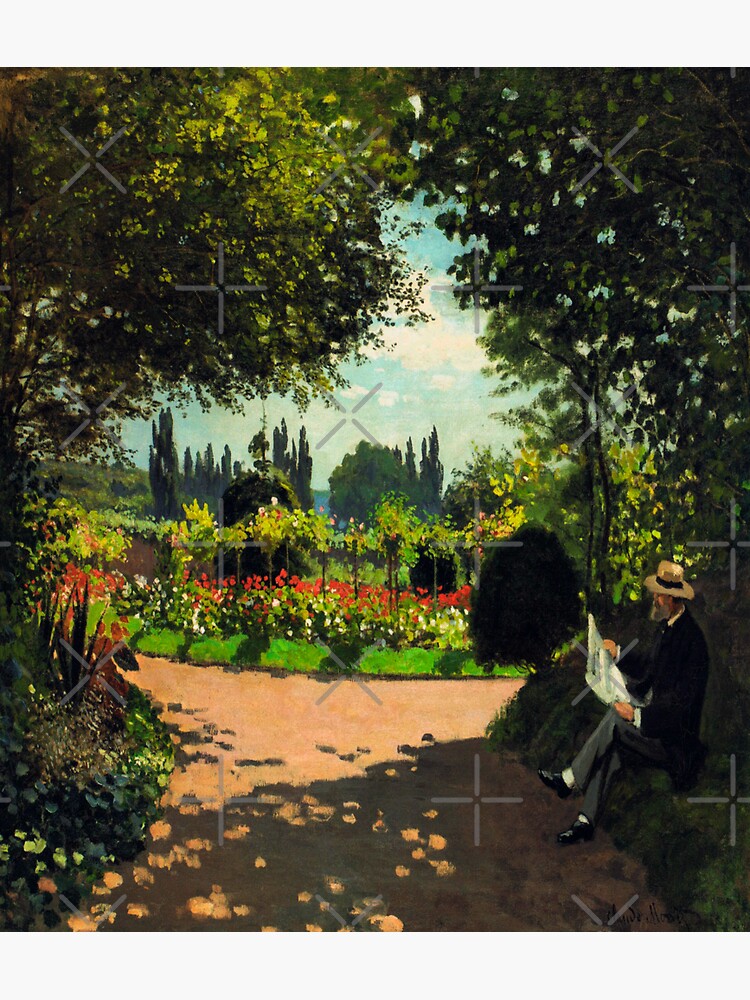 "Adolphe Monet Reading in the Garden-Claude Monet" Sticker for Sale by ...