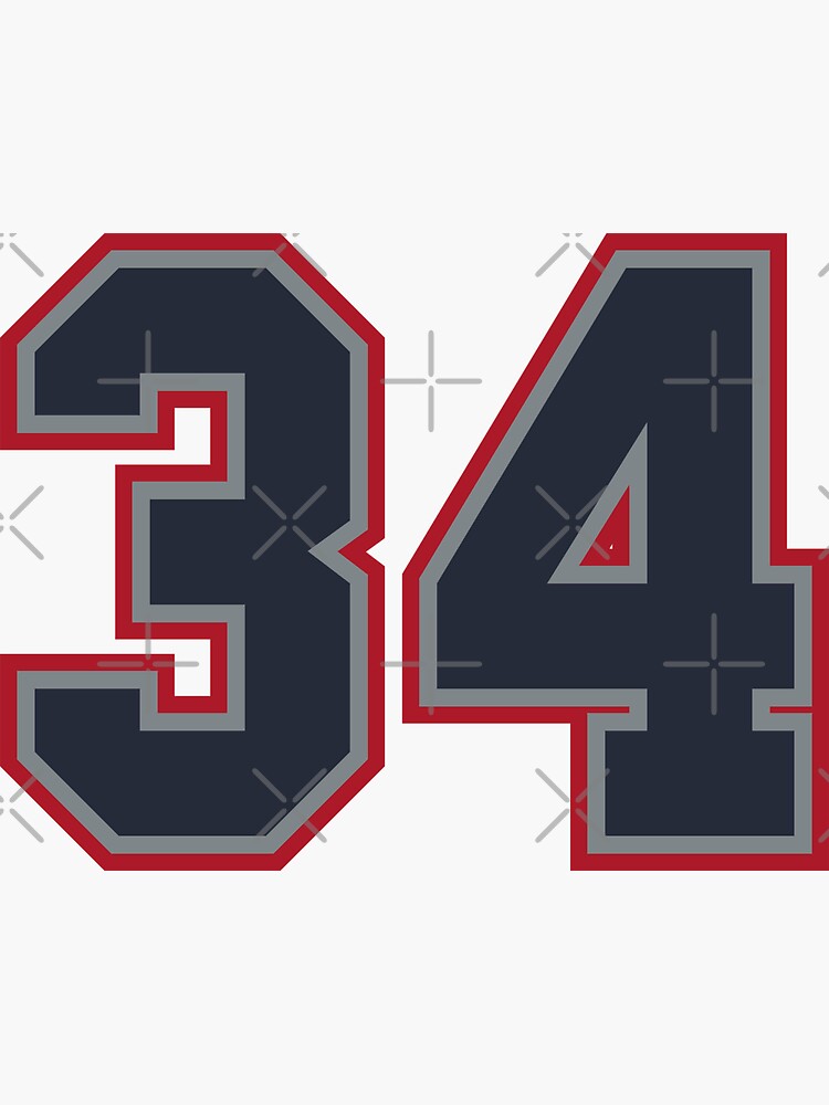 "34 Navy Grey Red Sports Number Thirty-Four" Sticker for Sale by ...