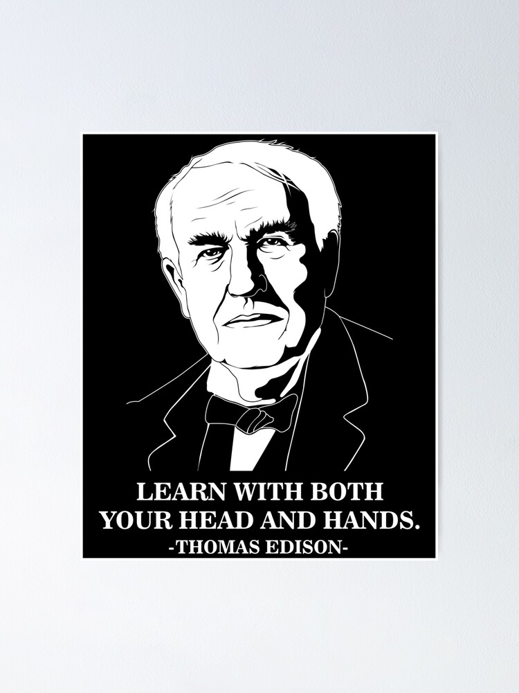 "Learn Famous Motivational Quote Thomas Edison graphic" Poster by ...