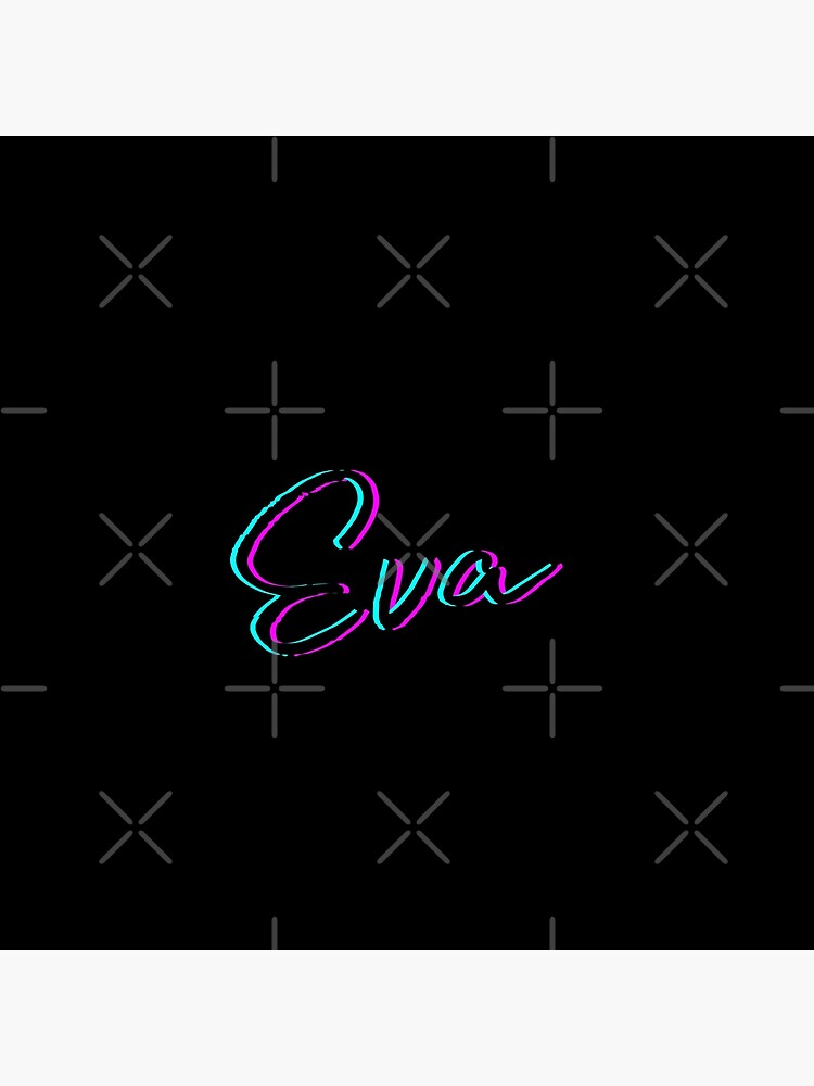 "Eva Girls Name Black with Pink and Blue Neon with Sticker Pack Set ...