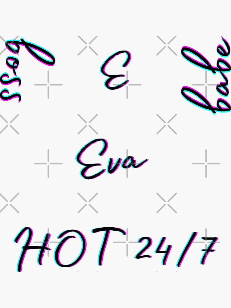 "Eva Girls Name Black with Pink and Blue Neon with Sticker Pack Set ...