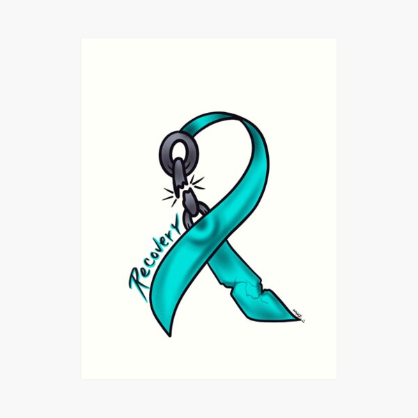 "Teal addiction recovery ribbon " Art Print for Sale by Chillateez ...